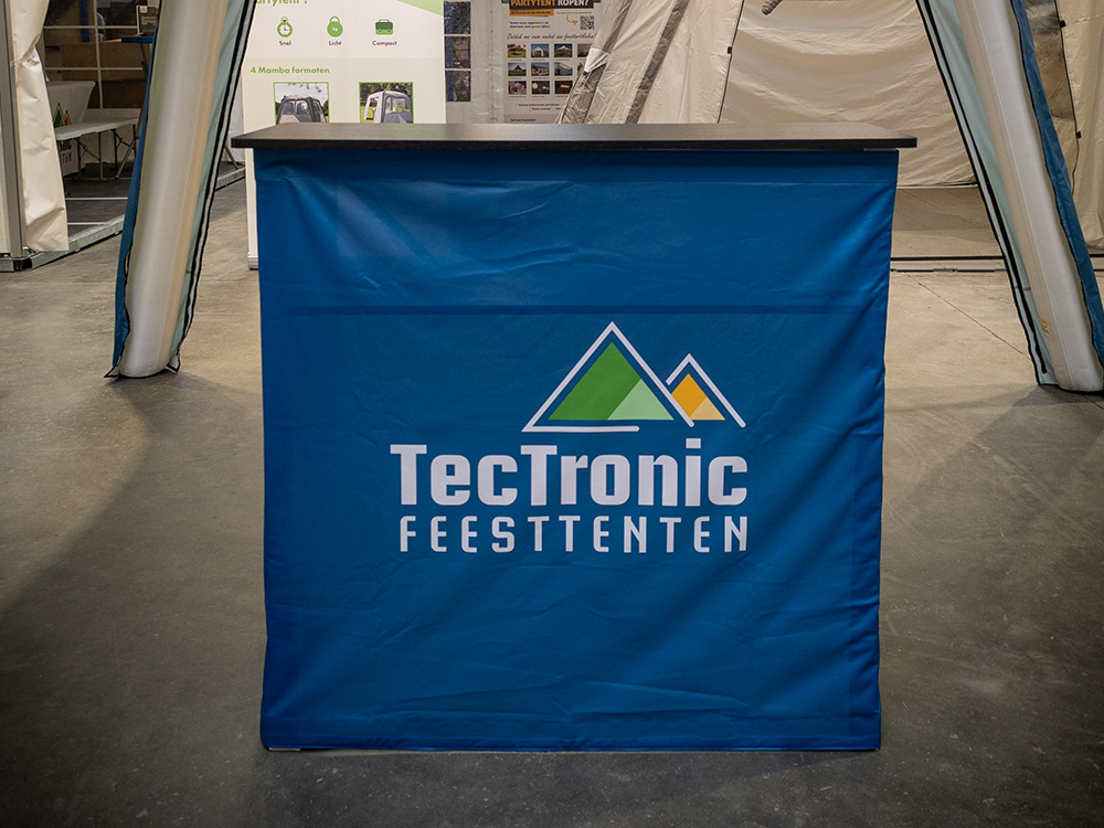 Inklapbare balie met bedrukking van uw logo